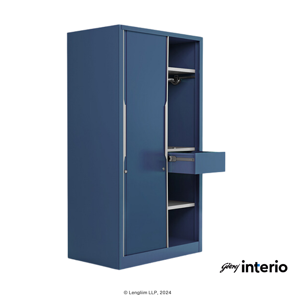 Godrej Interio Slide N Store Pro Almirah (Phiroja Blue) - Lengliim