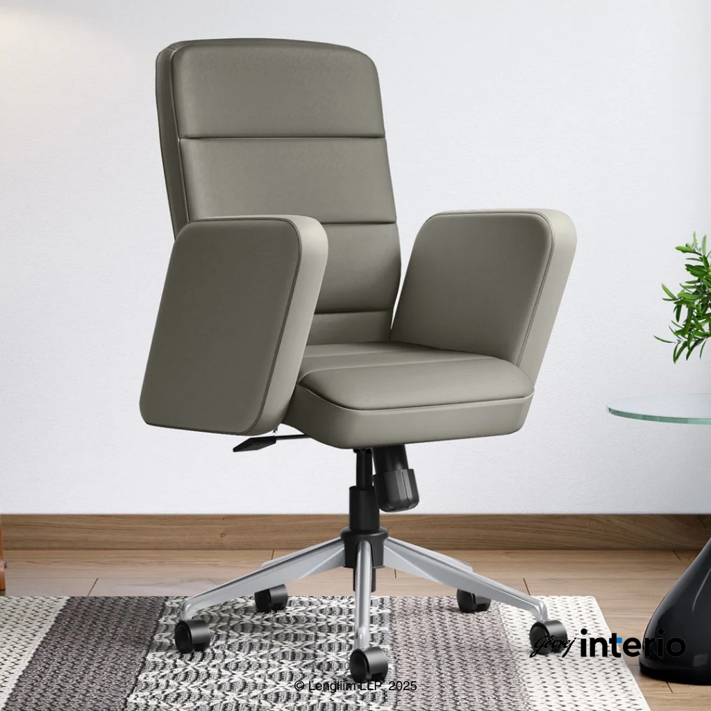 Godrej Interio Tufty Mid Back Leatherette Ergonomic Office Chair (Ash ...