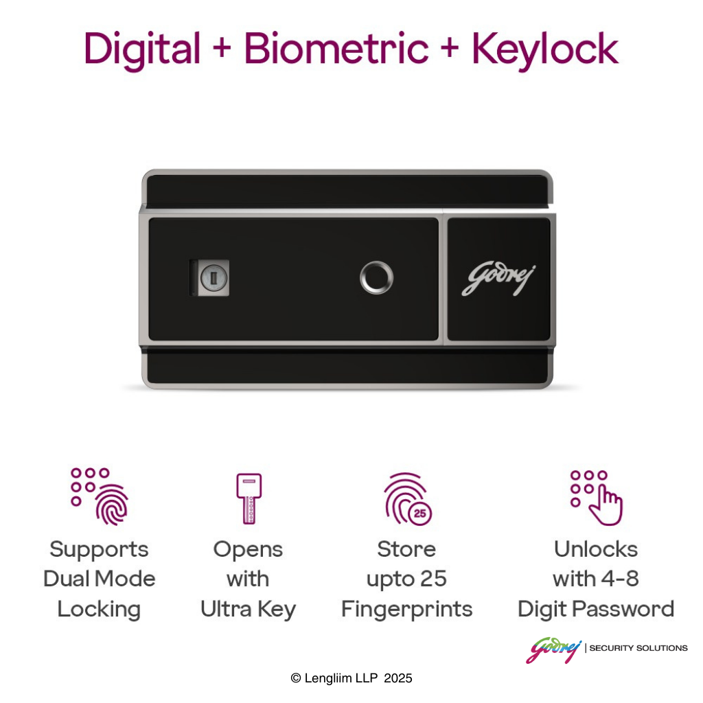 Godrej NX Advanced 160 Liters Steel Digital+Biometric+Key Lock Home ...