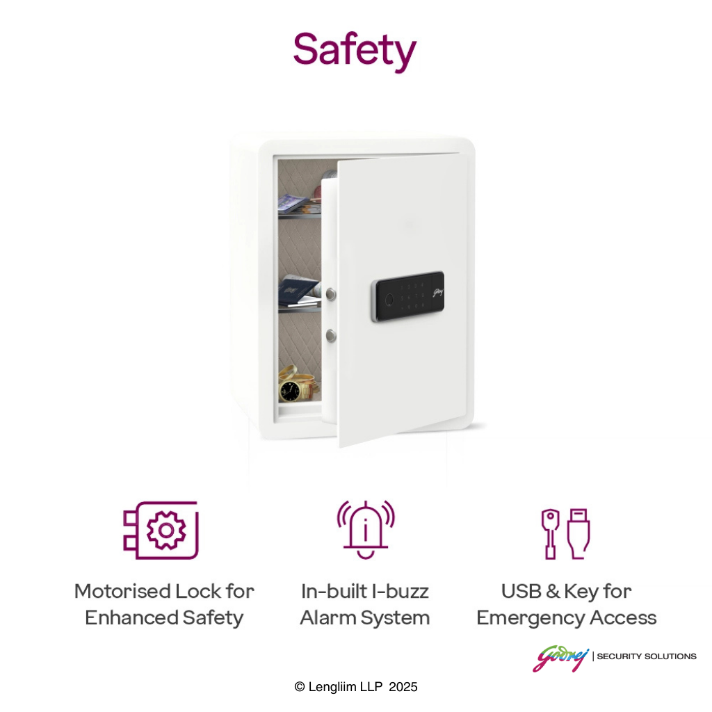 Godrej NX Pro Luxe 48 Litres Steel Digital + Biometric Home Locker (10X ...